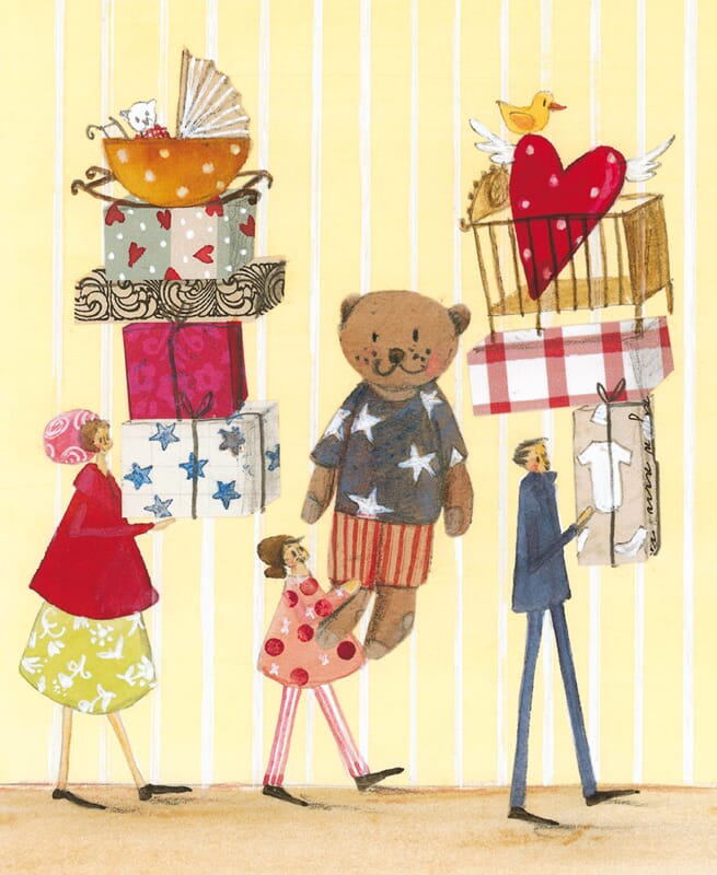 Minikort 70x80, Grätz Verlag, 3 m/teddy og gaver - Baltazar