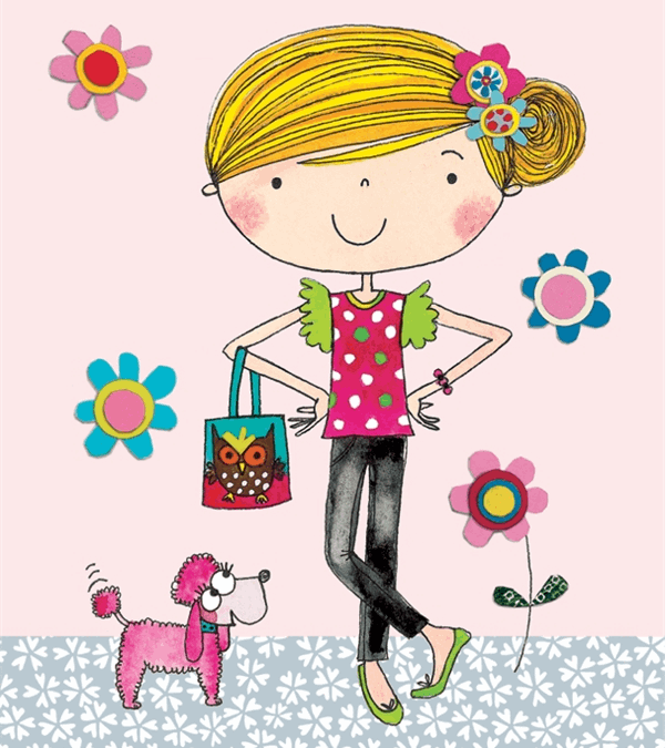 Minikort Rachel Ellen Designs, 85x75, jente og puddel - Baltazar